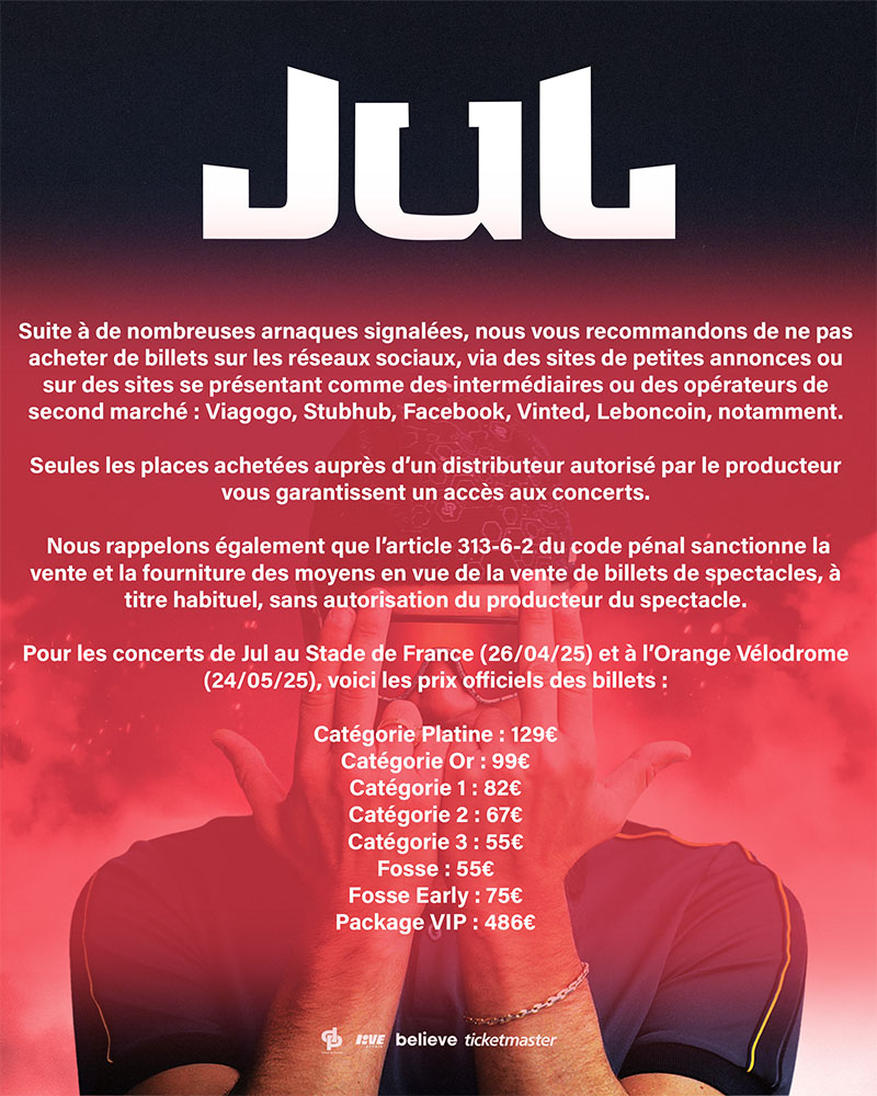 Concert de JUL | 26/04/2025 | Stade de France